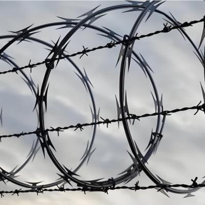 China BTO-18 Stainless Steel 304 Concertina Razor Barbed Wire / Rustproof Spiral For Border Fence for sale