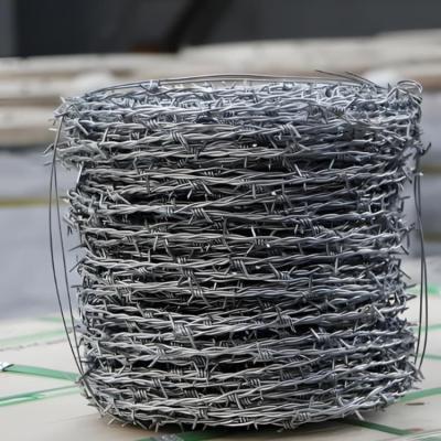 China 13 X 14 BWG Electro Galvanized Barbed Fencing Wire Double Strand Farm Fencing 100m – 500m for sale