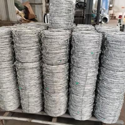 China Anti Climb Barbed Wire, 14x14 BWG Hot Dipped Galvanized Double Strand for Prison Wall Top and High Security Fence – 100m for sale
