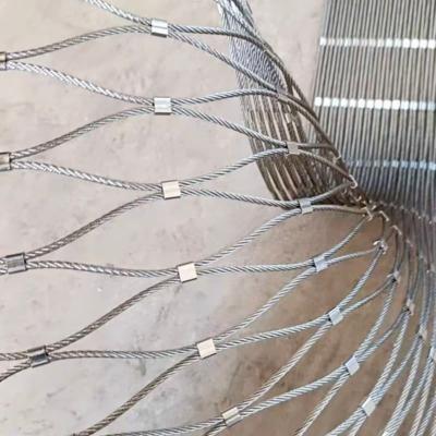 China Heavy‑Duty 304 Stainless Steel Wire Rope Mesh 80×80mm Anti ‑ Tear Cable Net For Rock Slope Mine Fallen Rock Protection Barrier for sale