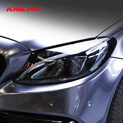 China Light Gray Car Headlight Vinyl Wrap Removable 6.5mil Blue Tint Film For Headlights for sale