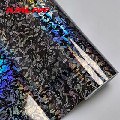 China PET Rainbow Forged Carbon Fiber Silver/gold Good air Release Channels Wrap Vinyl Carbon Fiber for sale