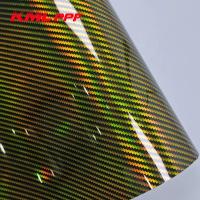 China PET Rainbow Forged Carbon Fiber Film Gold Wrap Vinyl with Glossy Finish Color-Changing and Scratch-Resistant for KML Cars for sale