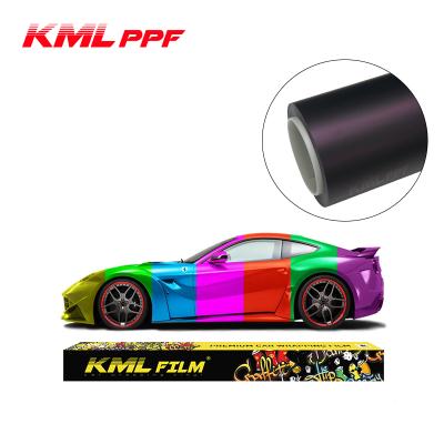 China KML Professional Anti-scratch and Anti-fouling PPF TPU Film Body protection Satin Black Magic Purple Car Color Change Film for sale