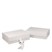 China Flat Folding Magnetic Shoe Storage Box Corrugated Board with ribbon for sale