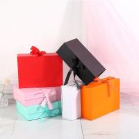 China High End Flip Top Luxury Shoe Box Packaging Magnetic With Ribbon for sale
