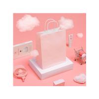 China Offset Printing Craft Pink Gift Bag With Hand Length Handle for sale