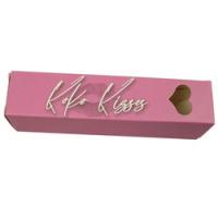 China Luxury Custom Printing Pink Fold Cosmetics Lip Gloss Packaging Lipstick Paper Box With Heart Shape for sale