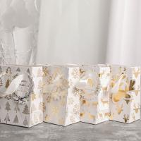 China Customized gold foiled logo paper gift shopping bag for sale