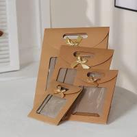 China wholesale custom recycled flat bottom small food paper bag shopping packaging bag brown kraft paper bag with clear window for sale