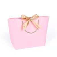 China Personalized Luxury Custom Crafts Handmade Pink Coated Art Paper Cosmetics Clothes Jewelry Gift Bag Small for sale