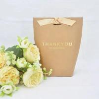 China cardboard Thank You Paper Bags Gravure printing For Small Business for sale