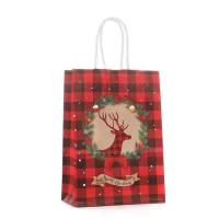 China Food Grade Paper Kraft Christmas Gift Bags 230gsm 250gsm Ribbon Handle for sale