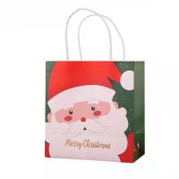 China Food Grade Paper Kraft Christmas Gift Bags 230gsm 250gsm Ribbon Handle for sale