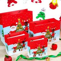 China Food Grade Paper Kraft Christmas Gift Bags 230gsm 250gsm Ribbon Handle for sale