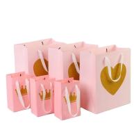 China CMYK 4 Color Custom Printed Paper Bags Boutique Pink Jewellery Paper Bags for sale