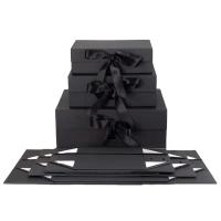 China Durable T Shirt Black Rigid Gift Box , Hoody Cardboard Box With Flap Lid for sale