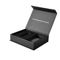 China Magnet Paper Rigid Packaging Box Black Collapsible With Foam for sale