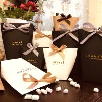 China Custom Printed Thank You Paper Bags White For Birthday Boutique for sale