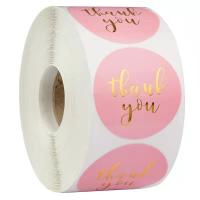 China Gratitude and Thank You Round Pink Gold Hot Stamp Label for Seal Sticker Customized Manufacturing for sale