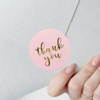 China Gratitude and Thank You Round Pink Gold Hot Stamp Label for Seal Sticker Customized Manufacturing for sale