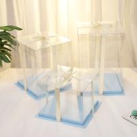 China Factory Custom Eco Friendly Food Folders Box for 6 8 10 12 Inch Transparent Cake Box with Ribbon for sale