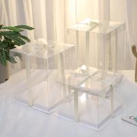 China Factory Custom Eco Friendly Food Folders Box for 6 8 10 12 Inch Transparent Cake Box with Ribbon for sale