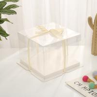China Factory Custom Eco Friendly Food Folders Box for 6 8 10 12 Inch Transparent Cake Box with Ribbon for sale