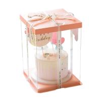 China Factory Custom Eco Friendly Food Folders Box for 6 8 10 12 Inch Transparent Cake Box with Ribbon for sale