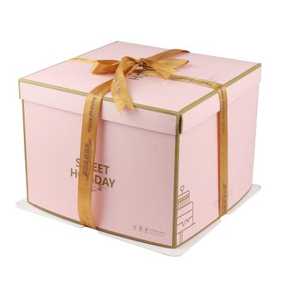 China Custom Food Packaging Box Paperboard CMYK/Pantone Printing 4 6 8 12 Inch Birthday Party Cake Boxes Manufacturers for sale