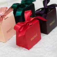 China Customizable Candy Chocolate Wedding Food Packaging Box Eco Friendly With Ribbon Bow for sale
