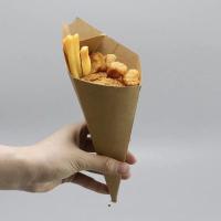 China Custom Print Logo Biodegradable Paper Triangle Packaging Waffle Cone Holder Crepe Take Away Box for sale