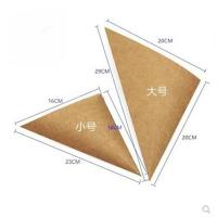 China Custom Print Logo Biodegradable Paper Triangle Packaging Waffle Cone Holder Crepe Take Away Box for sale