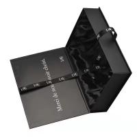 China Matte Laminated Wig Cosmetic Makeup Box with Ribbon Satin Lined Luxury Magnetic Flip Cardboard Packaging Box for sale