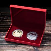 China Red Velvet Gold Hot Stamp Logo Rigid Packaging Box Luxury Gold Coin Collection Elegantly Designed for sale