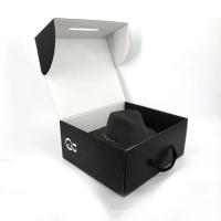 China Custom Folding Corrugated Cardboard Black Shipping Hat Box Durable for sale