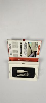 China Electronic Product Cable Rigid Packaging Box Magnet Flip Cover with Ribbon Handle for sale
