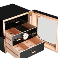 China Three layer cigar box cabinet thermometer skylight cigar temperature control humidification moisture retention wooden storage box for sale