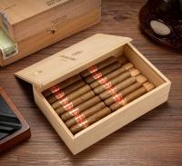 China Pine cigar box rectangular with lid tobacco packaging wooden color multi moisturizing pack cigar boxes for sale