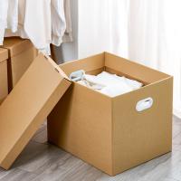 China Spot Kraft paper Corrugated Cardboard Shipping Box with Large Capacity Moving and Packing Storage Clothes Toys Miscellaneous Items Sorting with Lid Boxes for sale