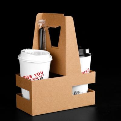 China Customized Rectangular Put Coffee Paper Cup Corrugated Cardboard Package Boxes with Handle for sale