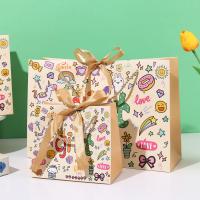 China Custom Printed Gift Paper Bag Thickened Storage Handbag Children's Birthday Horizontal Version Packaging Bag for sale