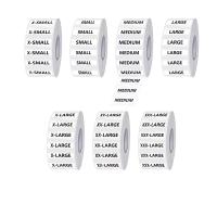 China Transparent clothing size strip label tear resistant 250 strips per roll, 3.18 cm X 12.70 cm for sale
