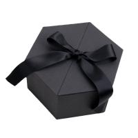 China Hexagonal Shaped Art Paper Ribbon Rigid Packaging Box Style Ideal Packaging Choice For Goods for sale