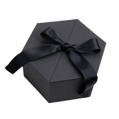 China Hexagonal Shaped Art Paper Ribbon Rigid Packaging Box Style Ideal Packaging Choice For Goods for sale