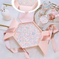 China Hexagonal Shaped Art Paper Ribbon Rigid Packaging Box Style Ideal Packaging Choice For Goods for sale