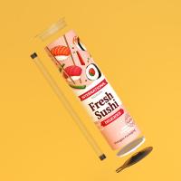 China Customized LOGO food grade material sushi cylinder round paper box with sauce pouring tube for sale