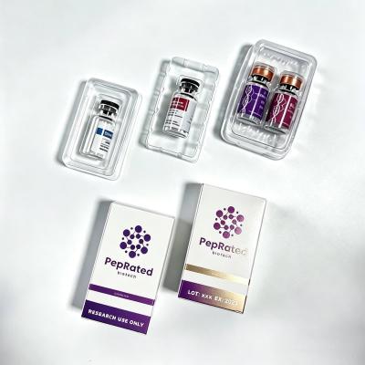 China Cosmetics Packaging Box Custom Printed Foldable 3ml/5ml/10ml Vial/Bottle Peptide Paper Box With Plastic Tray and Label for sale