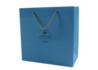 China CMYK Logo Blue Paper Bags With Handles Handmade 200gsm Paper Material for sale