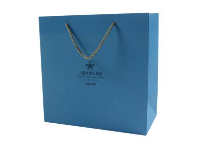 China CMYK Logo Blue Paper Bags With Handles Handmade 200gsm Paper Material for sale